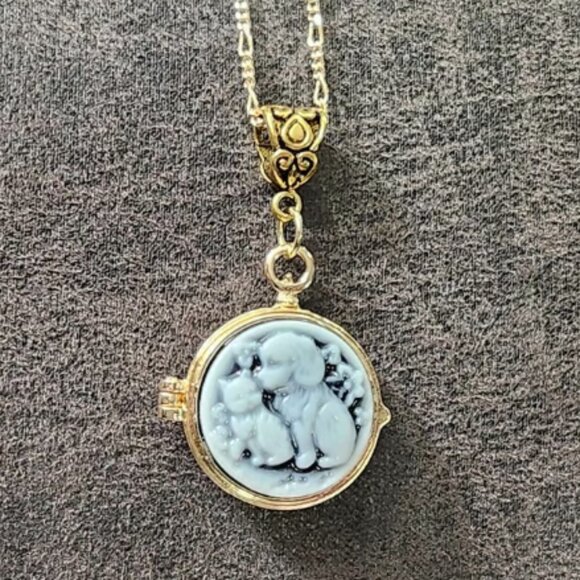Jewelry | Gold Cat Poodle Cameo Magnetic Locket | Poshmark